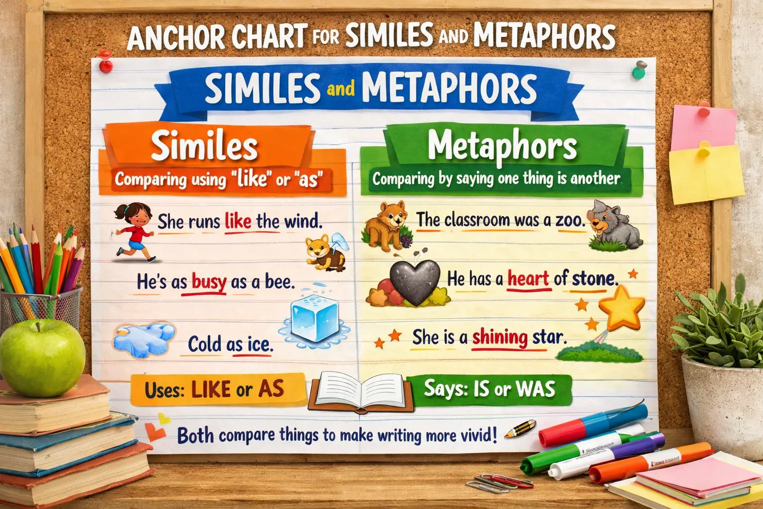 Anchor Chart for Similes and Metaphors: A Creative Guide for Writers ...